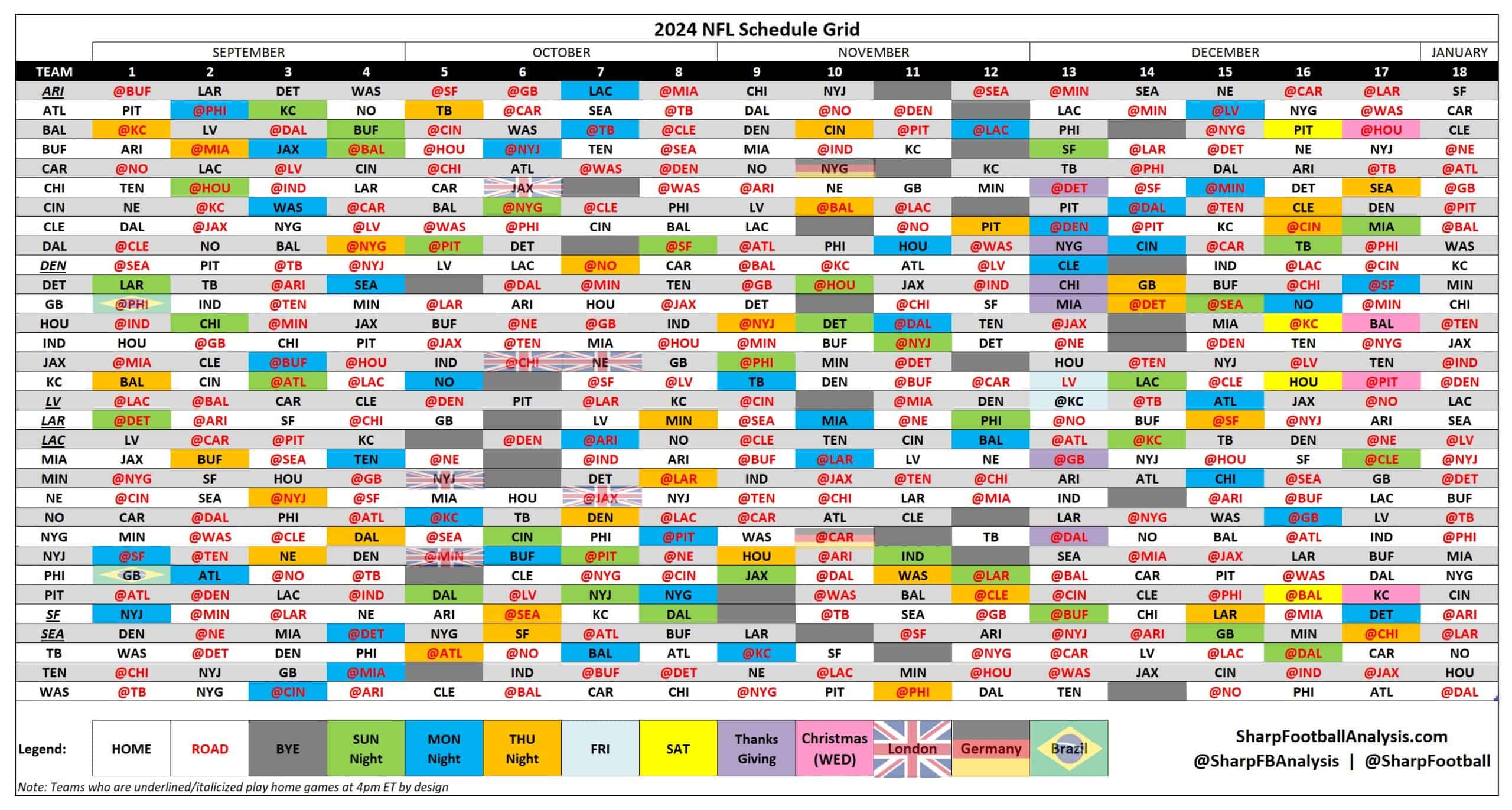 2024 Nfl Schedules Regular Season Sarah Carroll